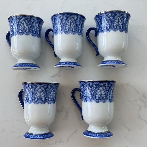 Bombay | Dining | Bombay Co Cobalt Blue White Arabasque Tile Platinum ...